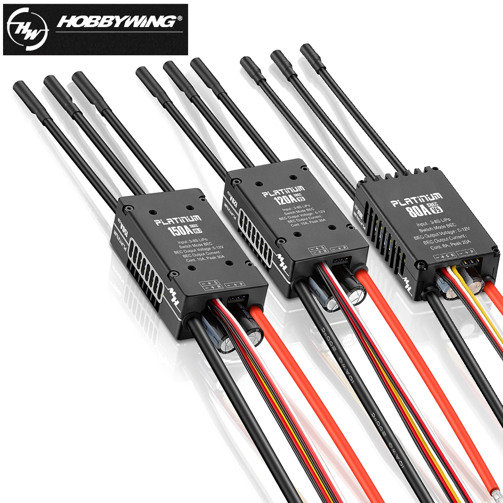 Hobbywing Platinum V5 80A 120A 150A V5 3-8S Brushless ESC ไฟฟ้าควบคุมความเร็ว Switchable BEC ...