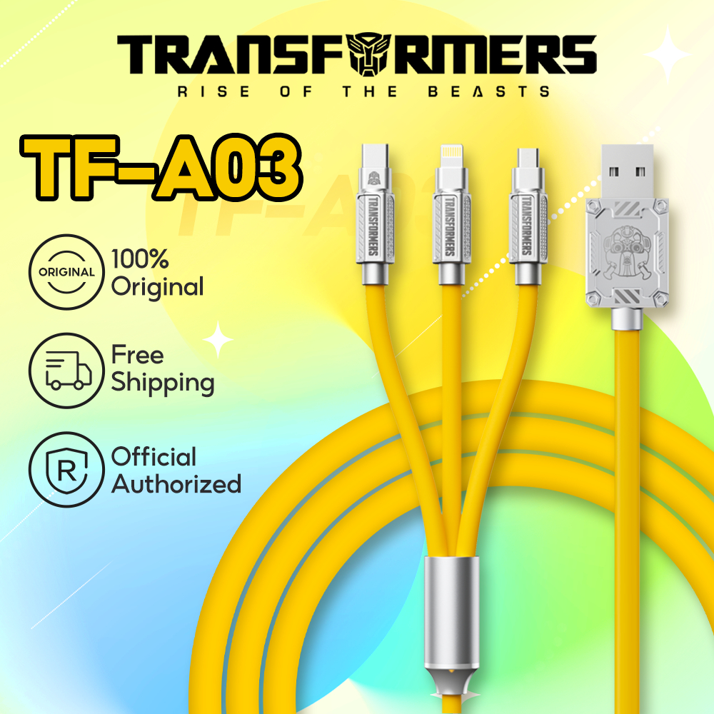 Transformers TF-A03 3 in 1 สายชาร์จซิลิโคนเหลว ชาร์จเร็ว Micro USB 120 ...