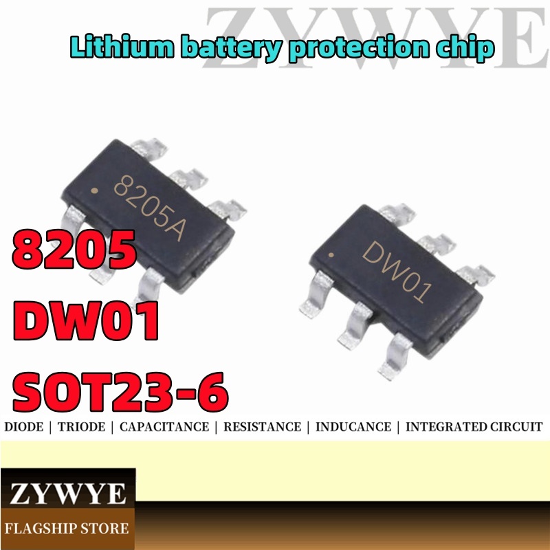 ชิป 8205HA 8205L DW01 ชิปป้องกันแบตเตอรี่ลิเธียม SOT23-6 6 Pins ...