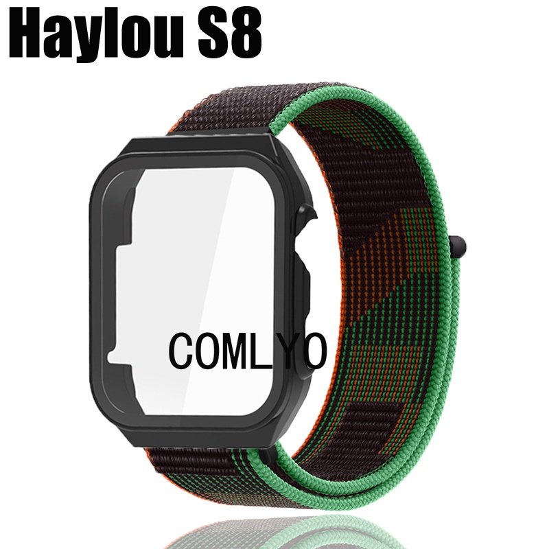 สําหรับ Hayou S8 สายรัด + กรณีกระจกป้องกันหน้าจอ Smart watch ไนลอน loop ...