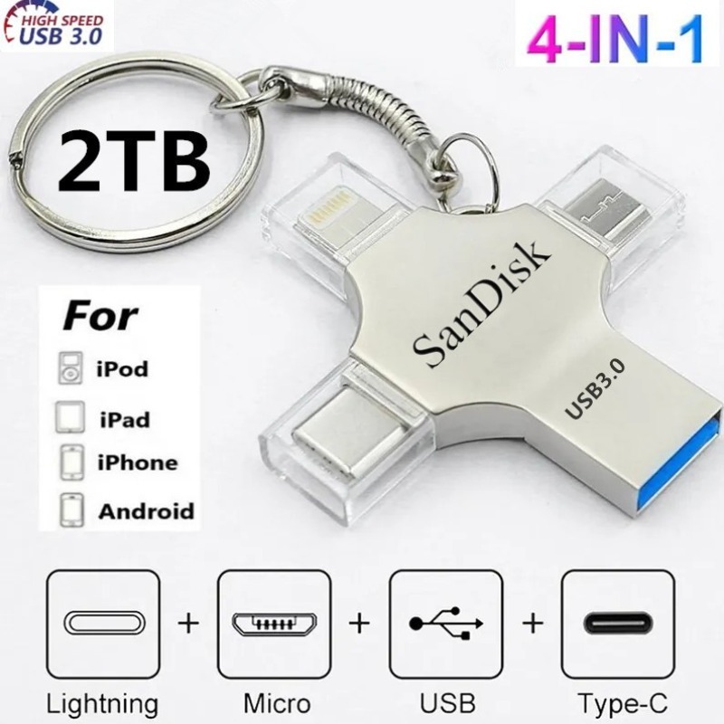 2tb 4-in-1 1TB Pendrive USB 3.0 Memory Stick OTG แฟลชไดรฟ์ Fast Speed ...
