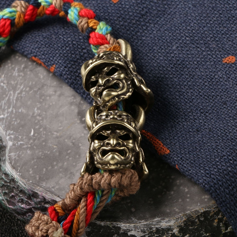 ญี่ปุ่น Eagle Nose Samurai หมวกกันน็อค Mini รูปปั้นมีดลูกปัดทอ Paracord ...