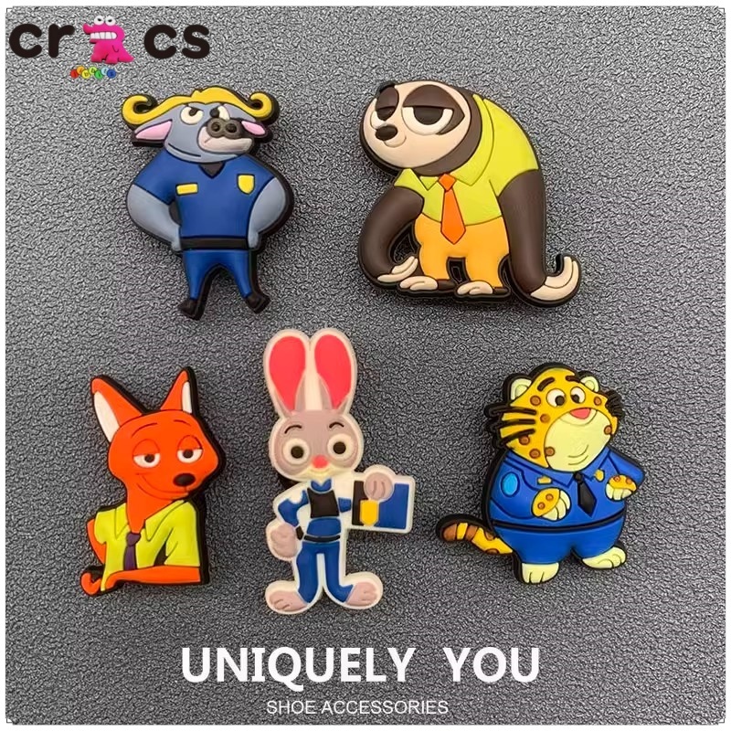 Cross Charm Crocs รองเท้าอุปกรณ์เสริมน่ารักการ์ตูน Crazy Zoo รูปแบบ DIY ...