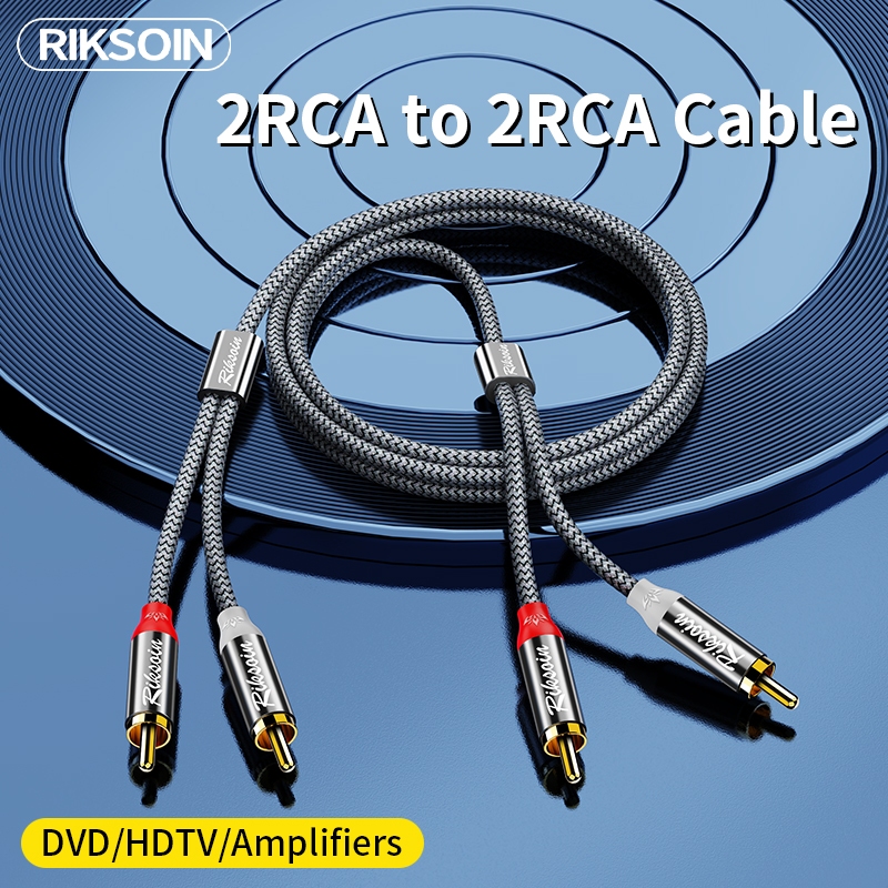 สายสัญญาณเสียง Riksoin 2RCA ถึง 2RCA สายชุบทองสเตอริโอชายสําหรับโฮม ...