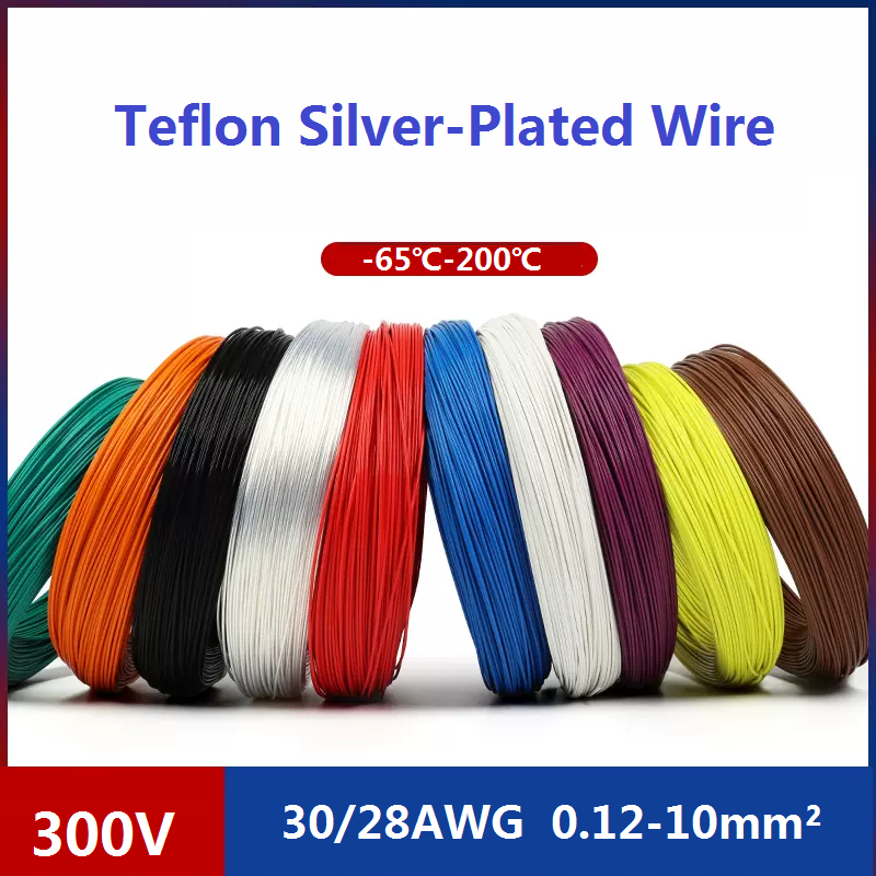 Teflon Silver-Plated Wire สายอิเล็กทรอนิกส์ทนอุณหภูมิสูงหูฟังการเชื่อมต่อสายสัญญาณ 30AWG 28AWG 0 ...