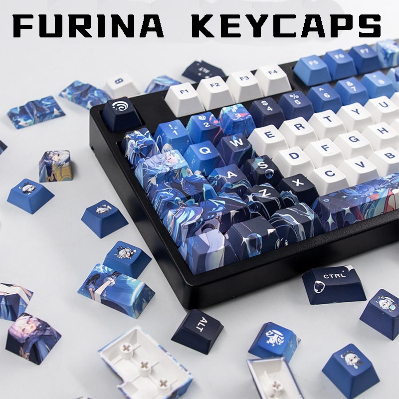 Genshin Impact Furina Keycaps PBT Dye-sub Cherry Profile Keycap Custom ...