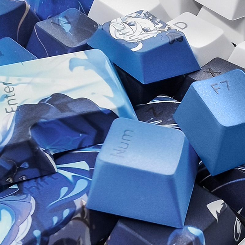 Genshin Impact Furina Keycaps PBT Dye-sub Cherry Profile Keycap Custom ...