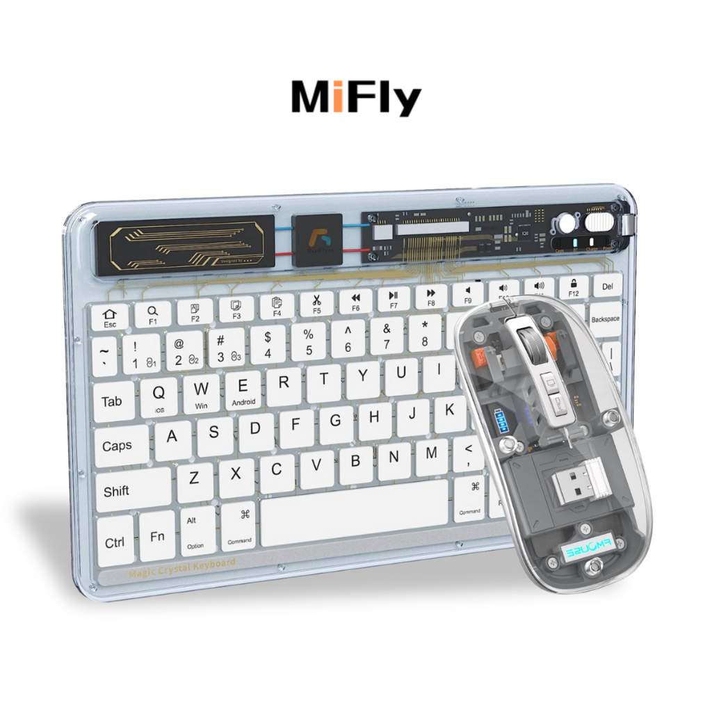 Mifly คีย์บอร์ดบลูทูธเมาส์ไร้สายโปร่งใสชาร์จ 2.4G เมาส์คอมพิวเตอร์ ...