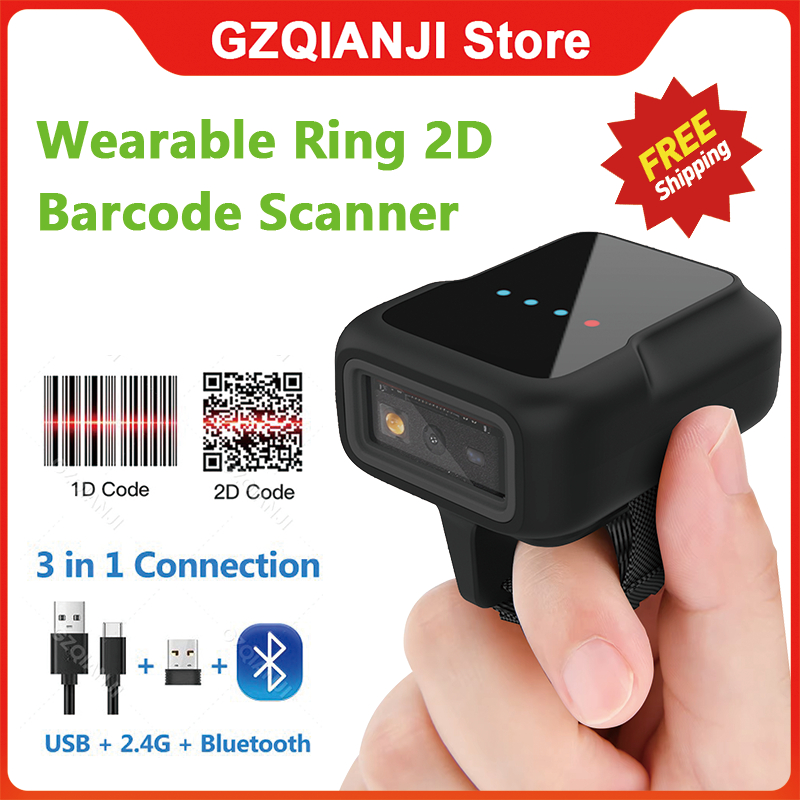 เครื่องสแกน แหวนบลูทูธ ไร้สาย Mini Finger Barcode Reader 2D Barcode ...
