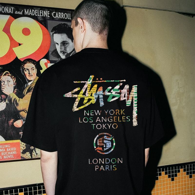 Stussy ฤดูร้อนใหม่ Stusi พิมพ์ผ้าฝ้ายเสื้อยืดหลวม Unisex แฟชั่นแบรนด์ ...