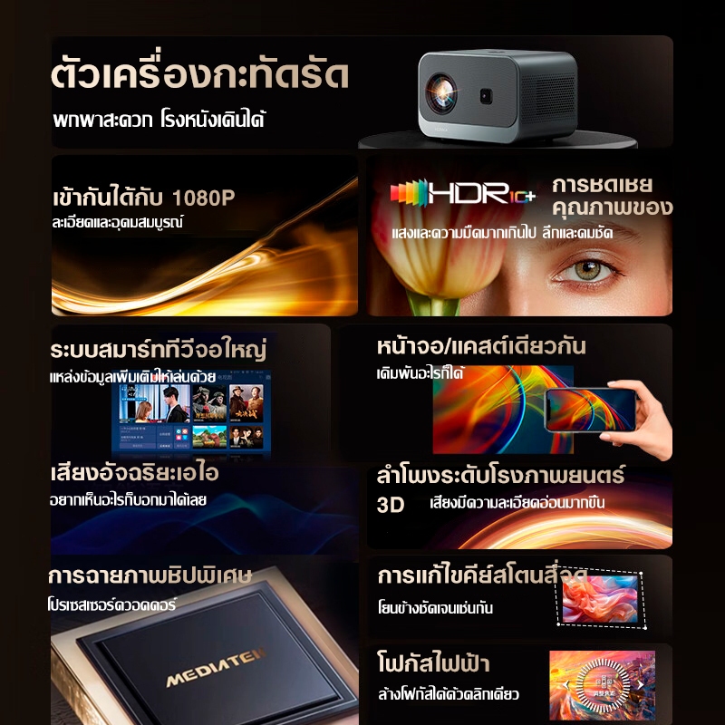 Konka C1Pro projector พกพา มินิโปรเจคเตอร์ มีแอปในตัว mini project ...