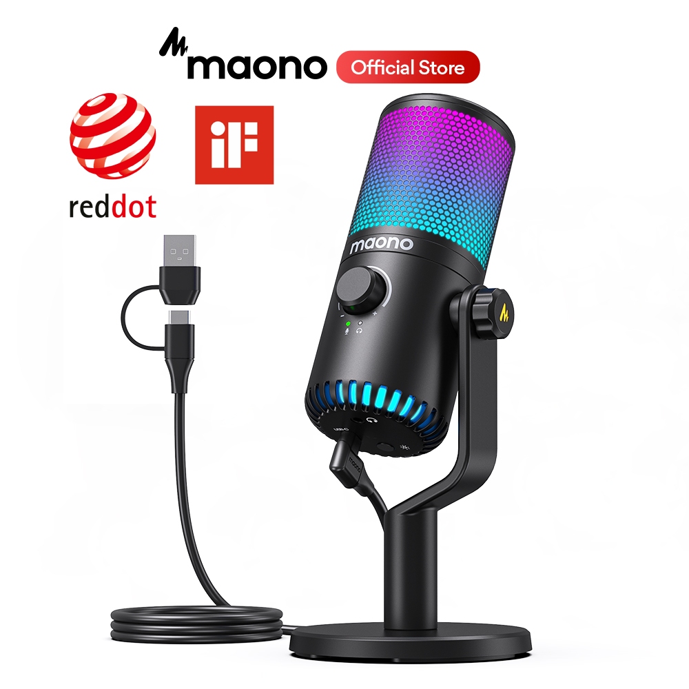 Maono DM30 RGB ไมโครโฟนเล่นเกม USB พร้อมไมโครโฟน และไฟ RGB สําหรับ PC ...