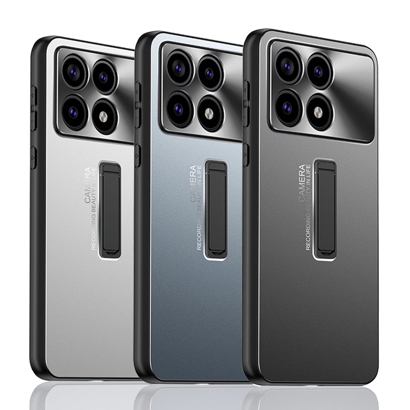 Frosted Casing POCO F6 Pro Case F6Pro Metal Cover Hidden Bracket Stand ...