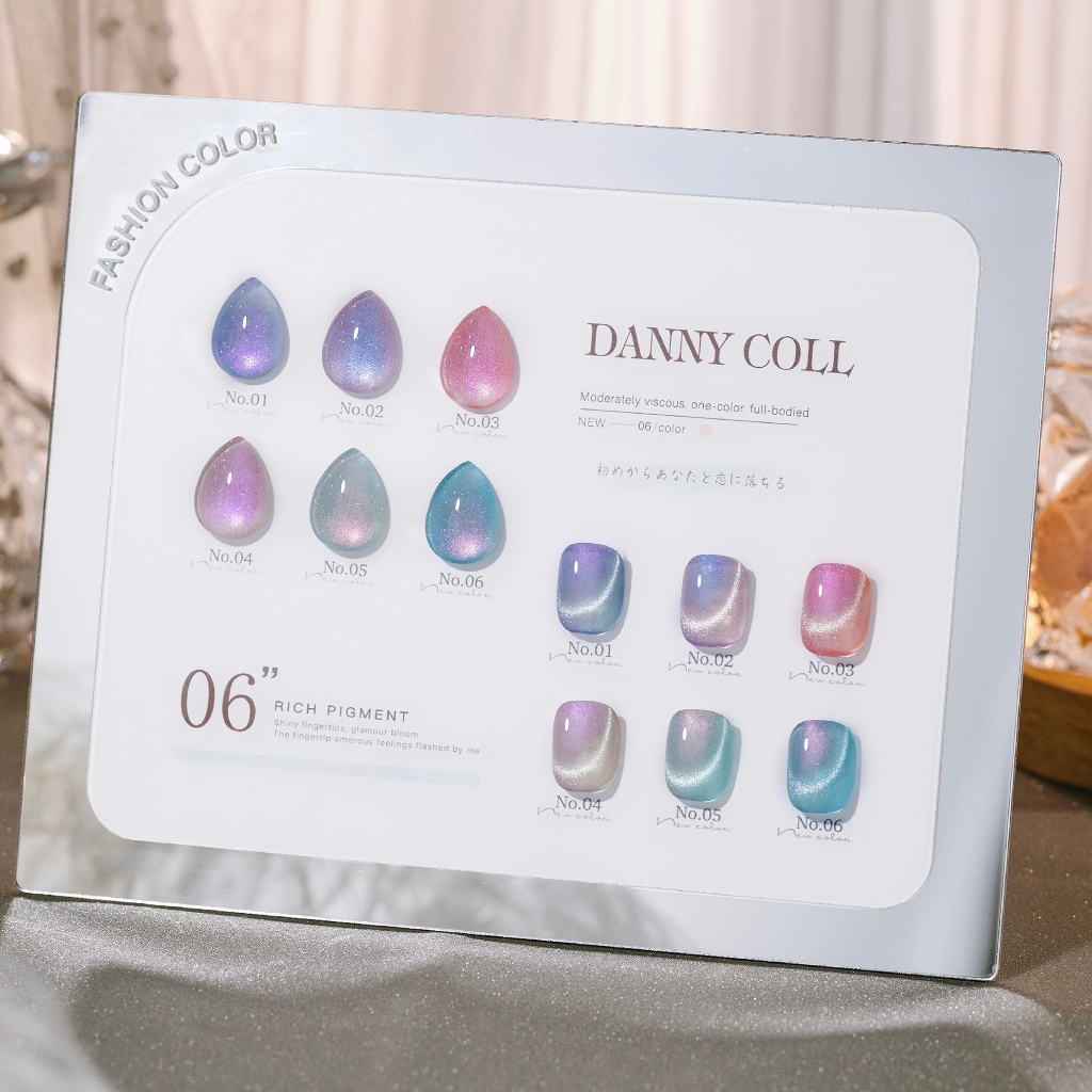 พร้อมส่ง เซ็ตสีเจล DANNY COLL 6สี โทนสีลูกแก้ว แคทอาย แถมชาร์ตสี+ไม้ ...
