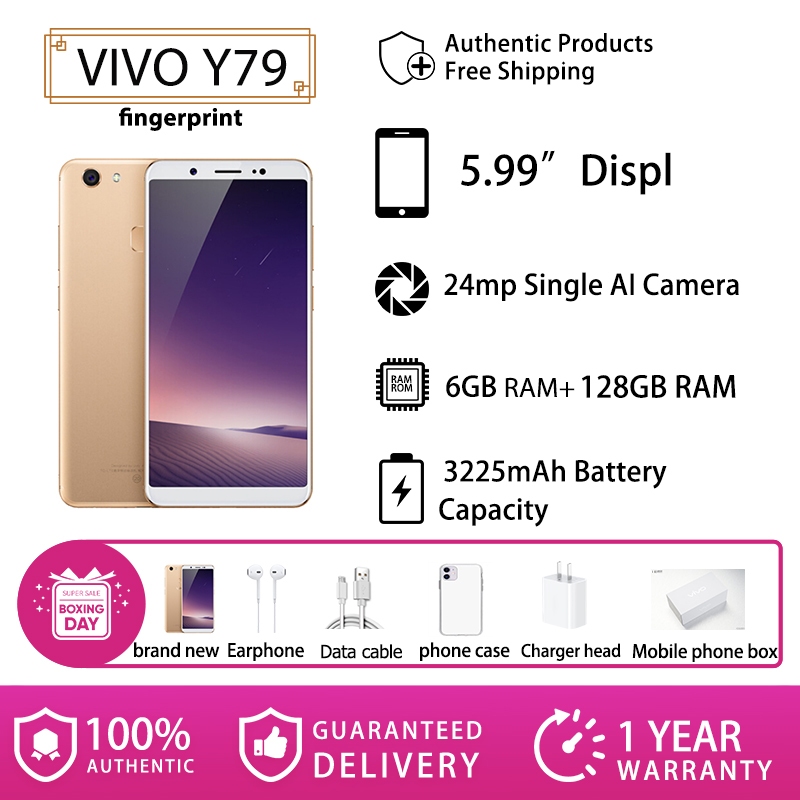 VIVO Y79 6+128G ปลดล็อคลายนิ้วมือโทรศัพท์มือถือของแท้ 100% ชุดเต็มของ ...