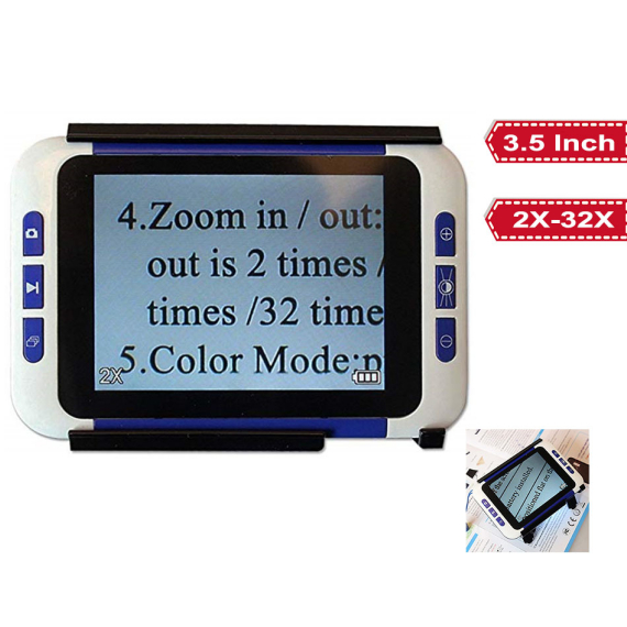 3.5 "2-32X สี LCD แบบพกพาไฟฟ้าแว่นขยายดิจิตอล Low Vision อ่าน Aid loupe ...
