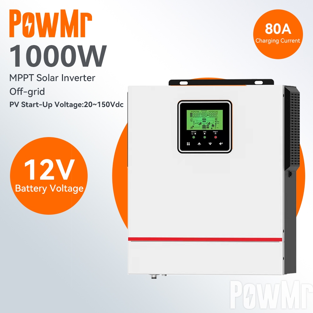 PowMr MPPT 1KW 12V Hybrid Solar Inverter 230Vac PV เริ่มต้นแรงดันไฟฟ้า ...