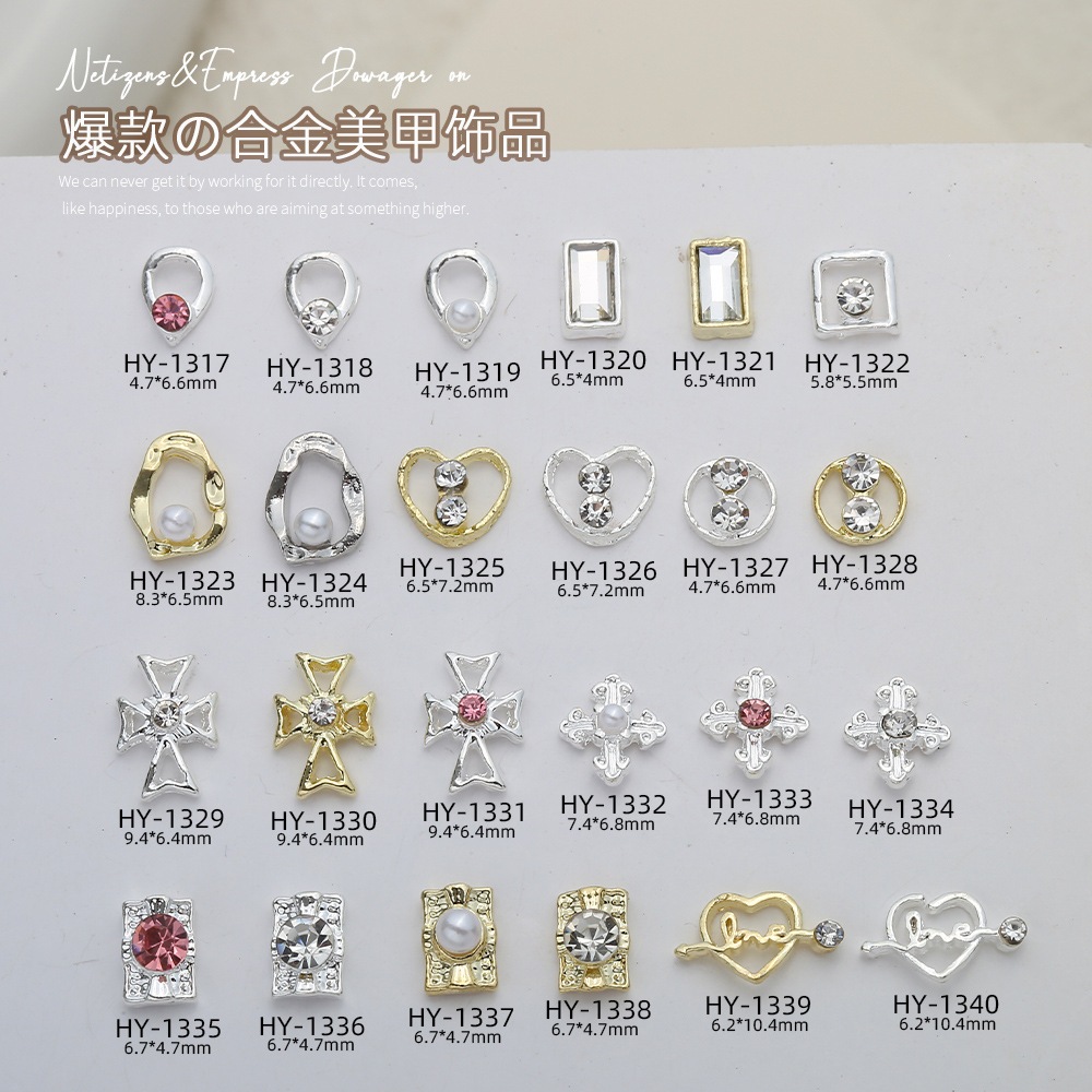 เพชรสีชมพูหัวใจกลวงโลหะผสมเล็บเครื่องประดับโลหะที่เรียบง่ายเรขาคณิตข้าม ...