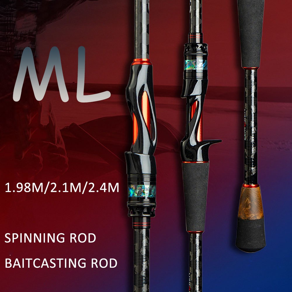 1.98m/2.1m/2.4m ML Fast Action Fishing Rod 4-14LB 5-15G Power Spinning ...