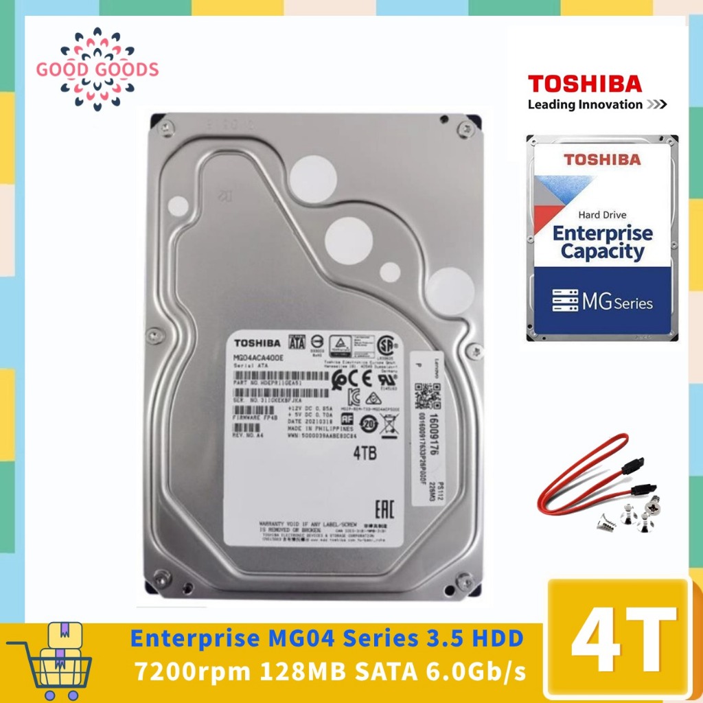Toshiba Enterprise (MG04ACA400E/N)4TB HDD 7200 RPM 128MB แคช SATA 6Gb/s ...