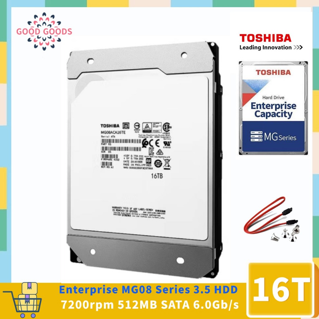 Toshiba Enterprise (MG08ACA16TE) 16TB HDD 7200 RPM 512MB แคช SATA 6Gb/s 3.5" ฮาร์ดไดรฟ์ภายใน ...