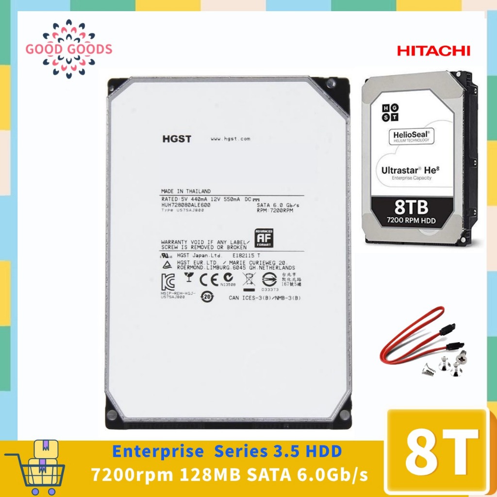 Hitachi/hgst Ultrastar He8 8TB HDD 7200 RPM 256MB แคช SATA 6.0 กิกะไบต์ ...