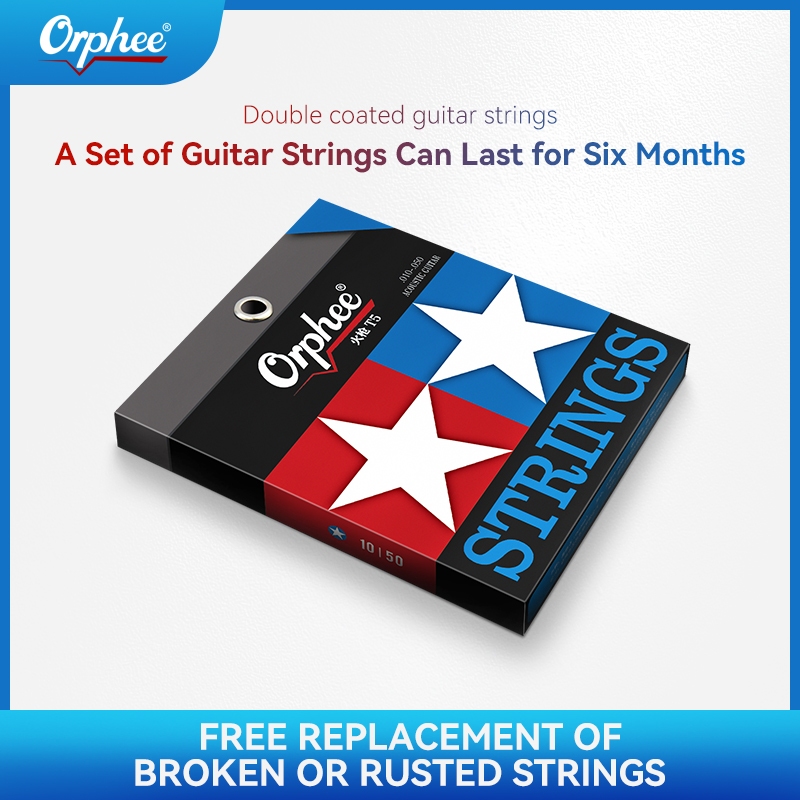 Orphee กีตาร์ Strings เคลือบสองชั้นกันสนิมสายกีตาร์โปร่ง/สายกีตาร์ไฟฟ้า ...