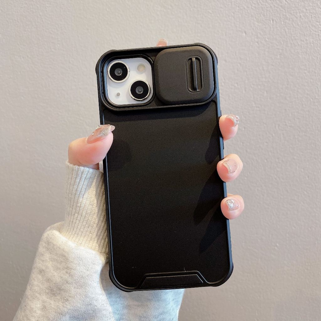 Super กันกระแทก Dual-Layer iPhone 15 14 13 12 11 กรณีสไลด์ฝาครอบกล้อง Hard PC + Soft TPU 15 plus ...
