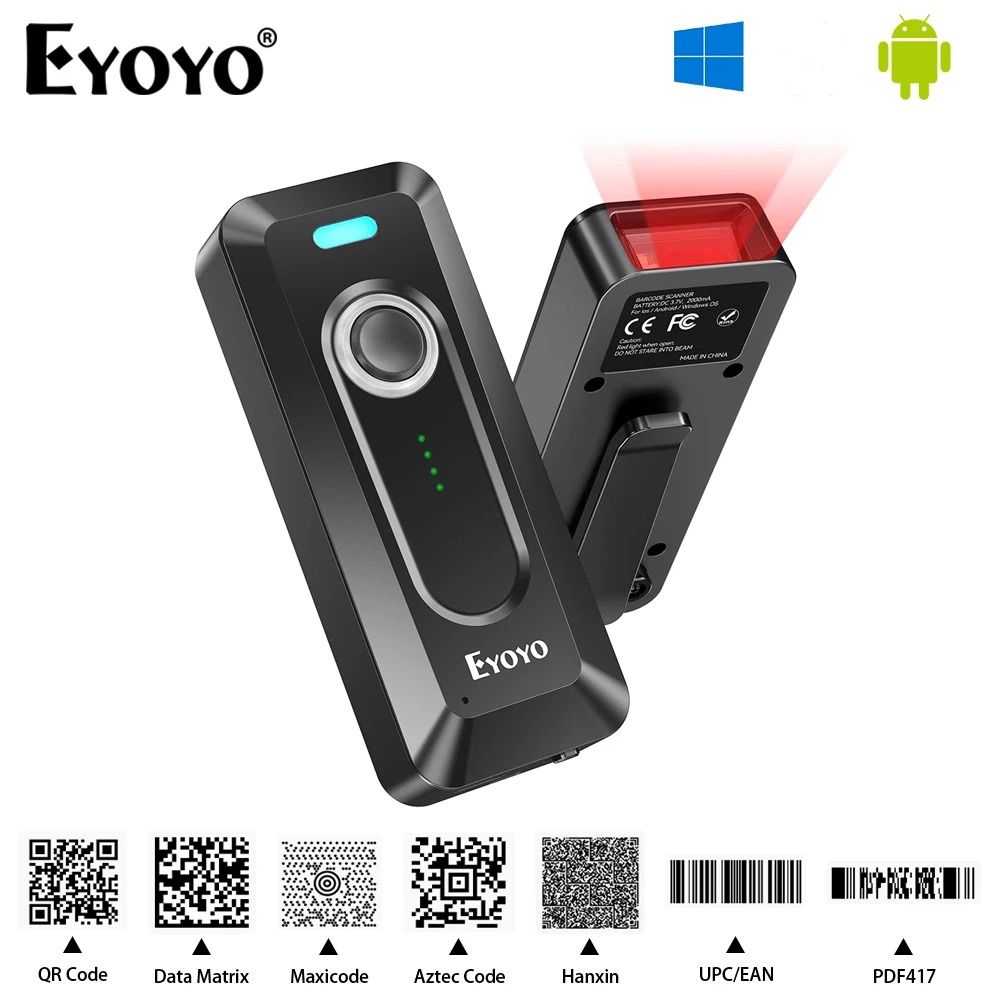 Eyoyo EY-039 2025 ใหม่บลูทูธ Barcode Scanner 2D QR Wireless Mini 1D Bar ...