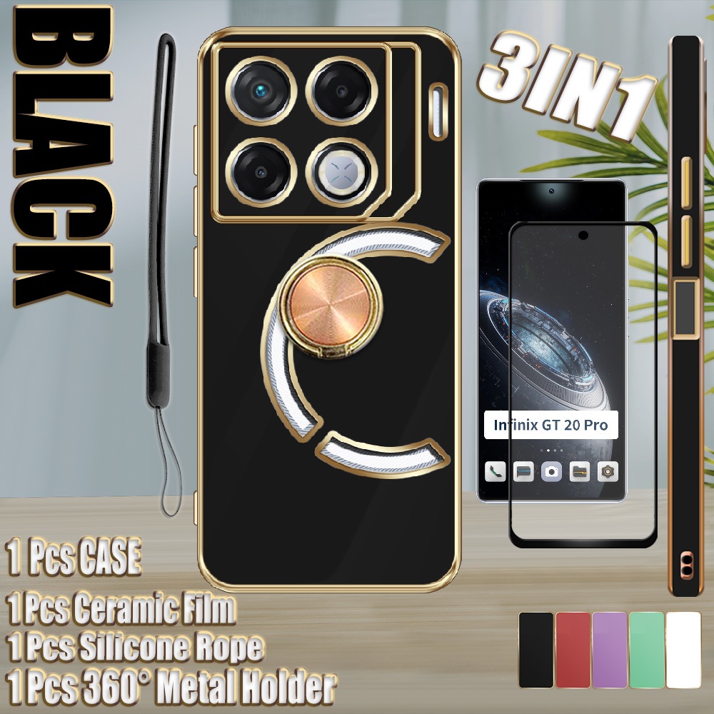 3 IN 1 สําหรับ Infinix GT 20 Pro/X6871 ซิลิโคนอ่อนนุ่ม Electroplated ...