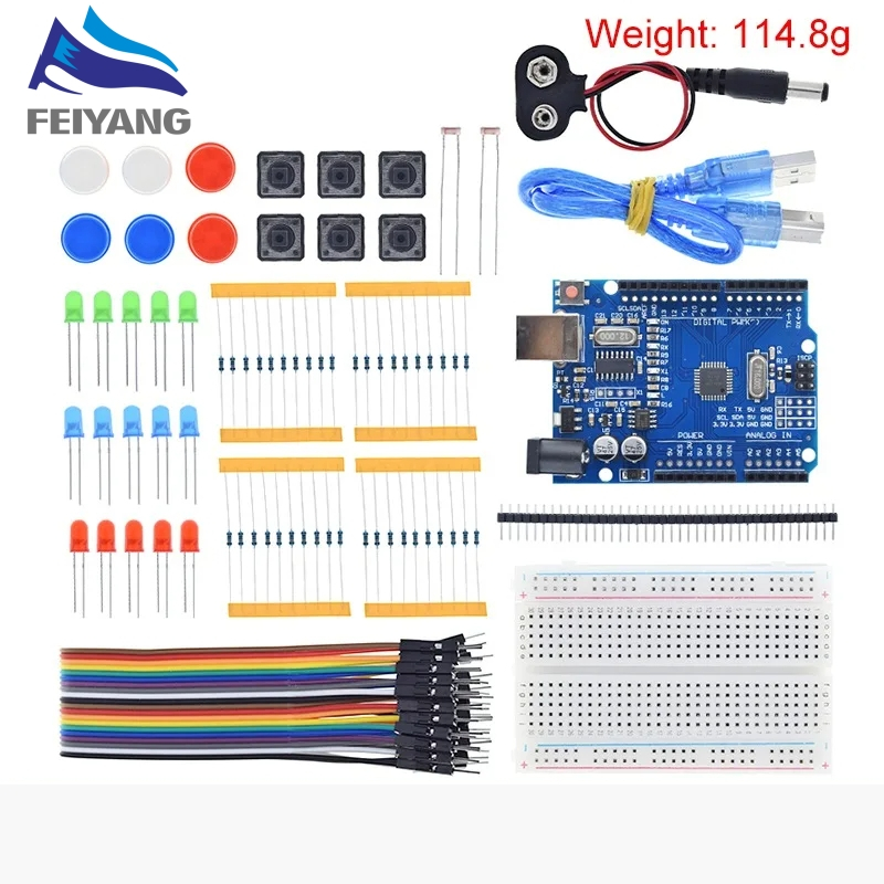 ชุดเริ่มต้นสําหรับ UNO R3 Mini Breadboard LED Jumper ปุ่มลวดสําหรับ ...