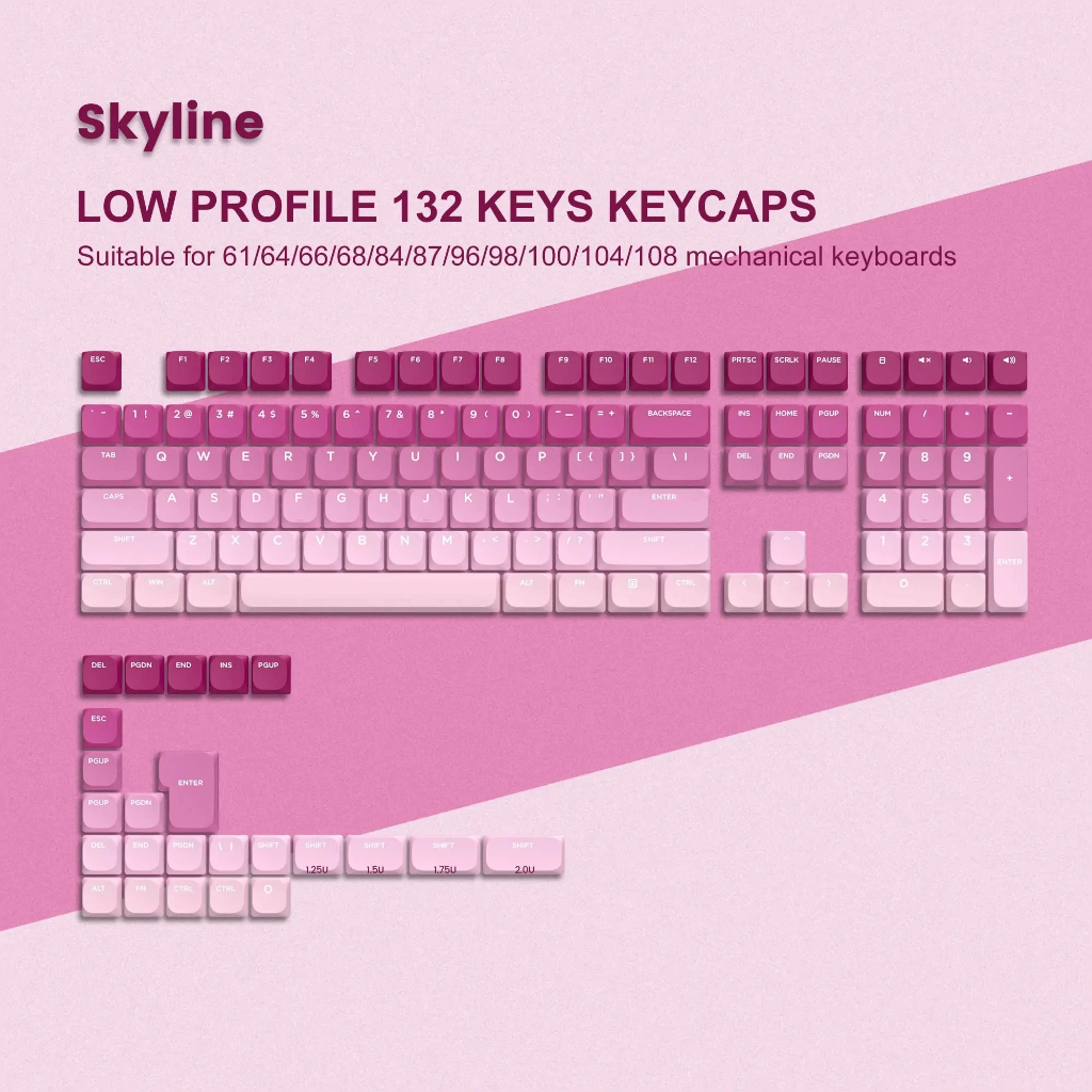 133 Key Low Profile PBT Keycaps Gradient Double Shot Key cap สําหรับ 61 ...
