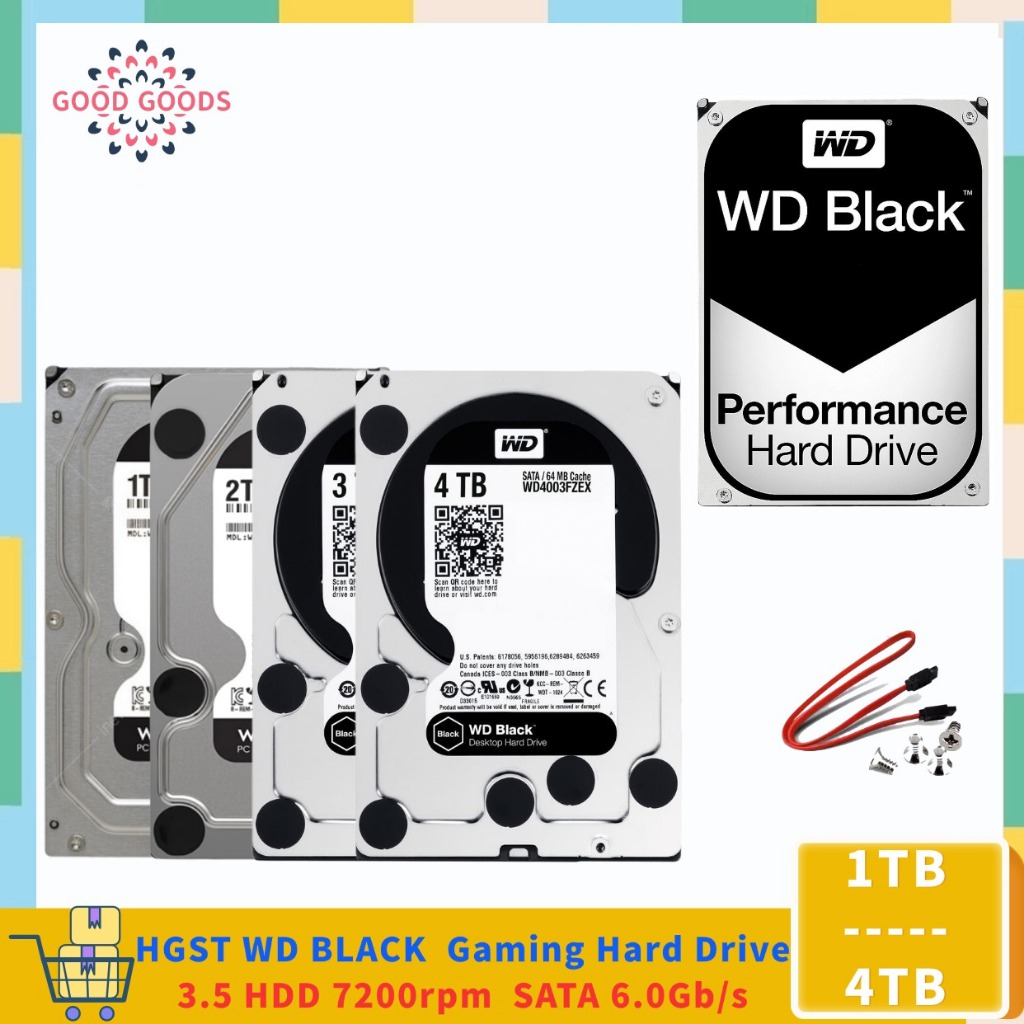 Hgst WD Black 1TB 2TB 3TB 4TB HDD 3.5 นิ้ว Gaming Performance ฮาร์ดไดรฟ์มือถือ - 7200 RPM SATA ...