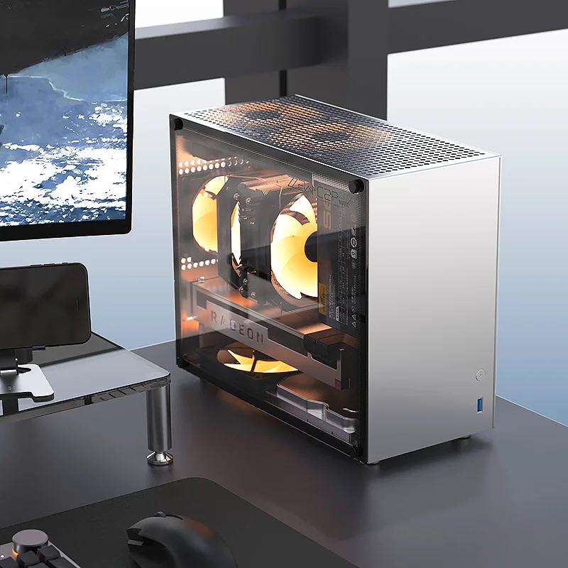 Zzaw C2P/C2 อลูมิเนียมทั้งหมด MATX กรณีด้านข้างกระจกนิรภัย ATX แหล่งจ่ายไฟ Mini Gaming ...