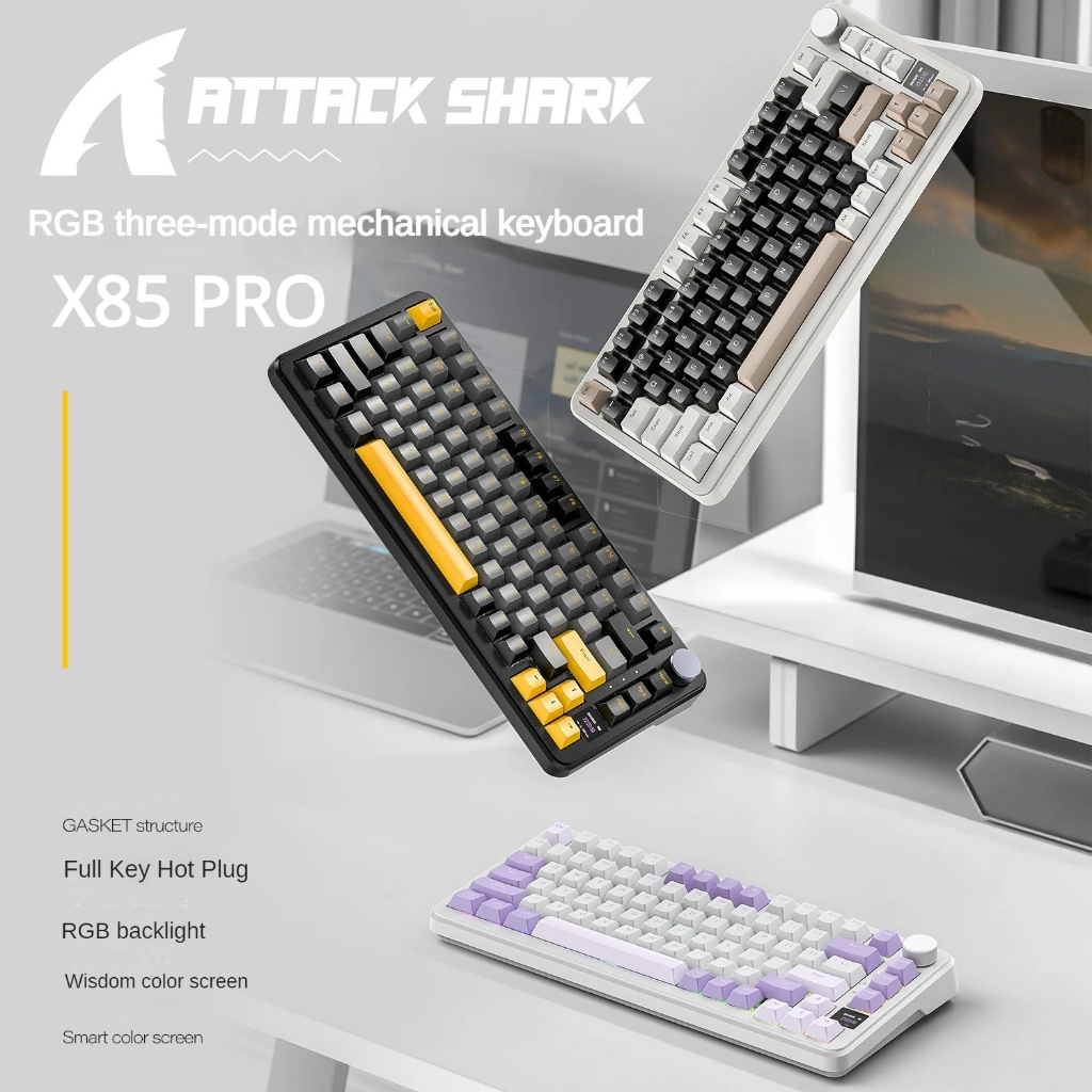 Attack Shark X85/X85PRO 3 โหมด 2.4G/USB/บลูทูธคีย์บอร์ดไร้สายคีย์บอร์ด 80 คีย์ Hot Swap RGB ...