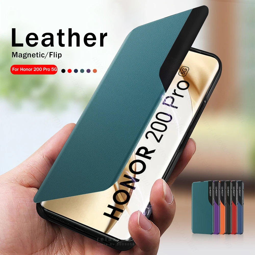 สําหรับ Honor 200 Pro Smart View ฝาครอบหนังกรณี Honor Honor 200 Lite ...