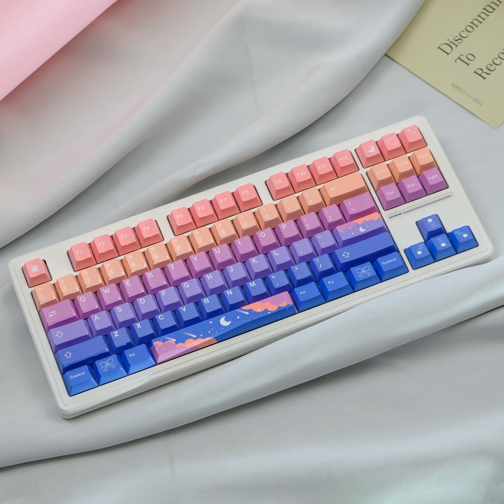 129 คีย์ Star Moon Gradient Keycaps โปรไฟล์เชอร์รี่ Keycaps PBT Dye ...