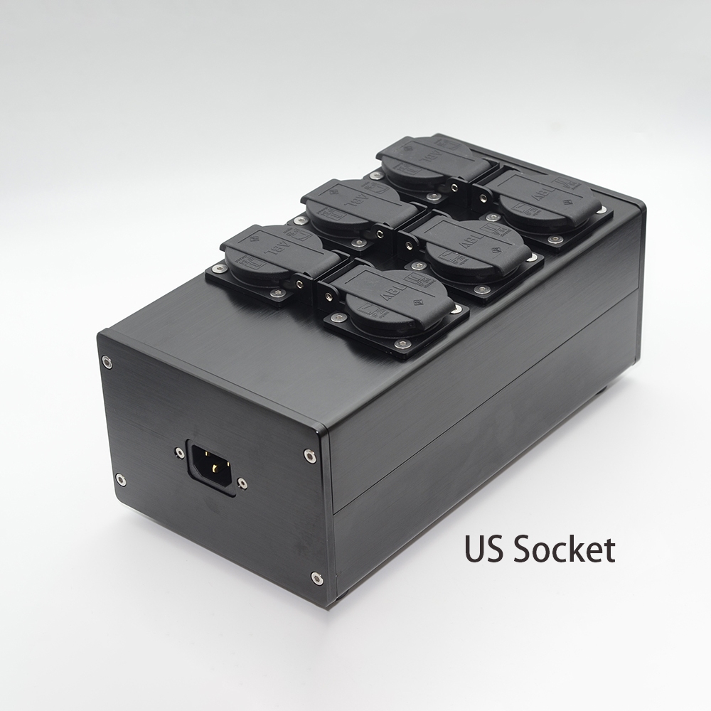Hifi Audio อลูมิเนียม AC 6 Way US UK EU Outlet Power Strip Power Supply ...