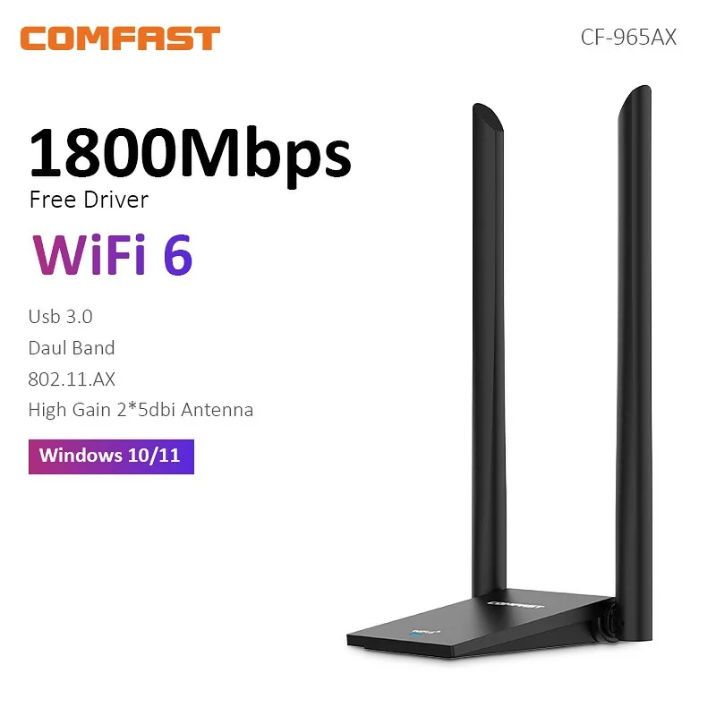 Comfast 1800Mbps WiFi 6 อะแดปเตอร์ USB Dual Band 2.4G/5Ghz WiFi ...