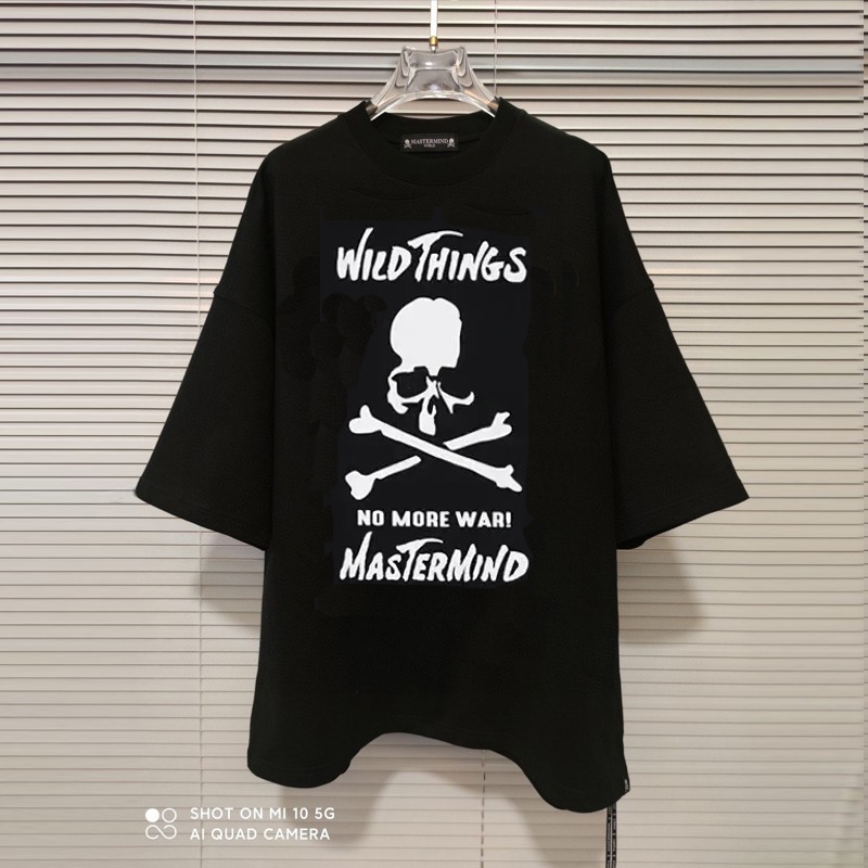 อินเทรนด์ Mastermind Skull Head ผ้าฝ้ายแท้ Plus ขนาดหลวมครึ่งแขนผู้ชาย ...