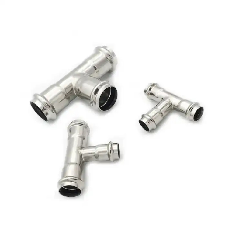 304 DN40 ถึง DN50 Pressfitting V-Contour Tee สแตนเลส Tee Equal Tee ...