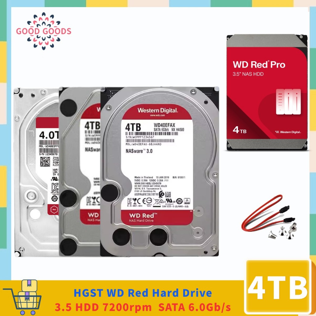 Hgst WD RED/RED PLUS/RED PRO 4TB HDD - 3.5" ภายใน - 7200 RPM/5400 RPM ...