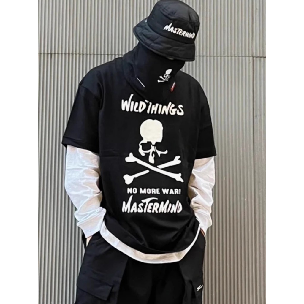 Mastermind Skull Head ผ้าฝ้ายแท้หลวมครึ่งแขนผู้ชายและผู้หญิงสไตล์ ...