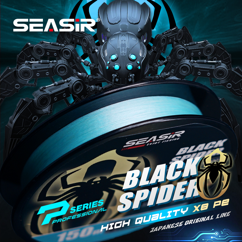 Seasir P-Series Black Spider x8 สายตกปลา Pe ถัก Ice Blue 8 Strands Pe ตกปลาสายหลัก 150M 16-40Lb ...