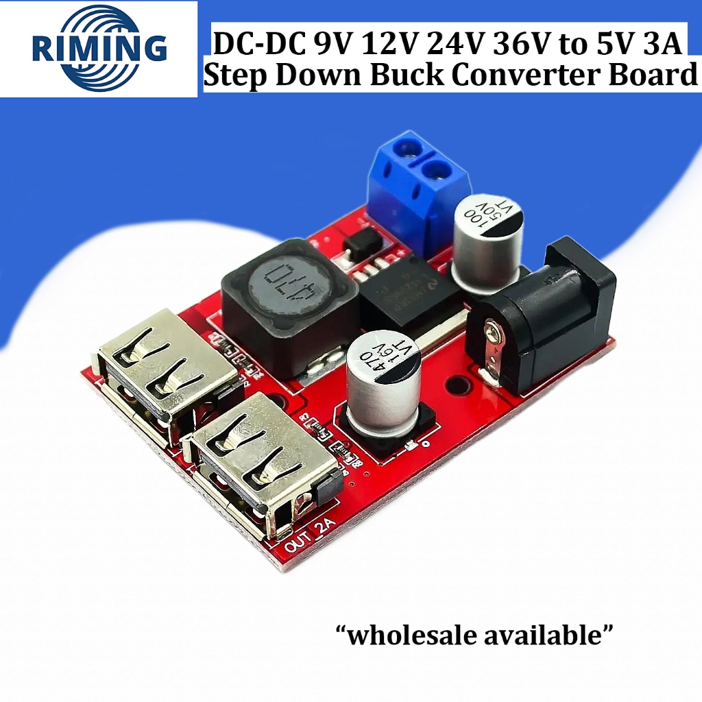 Dual USB DC-DC 9V 12V 24V 36V ถึง 5V 3A Step Down Buck Converter Board Car Charger โมดูลแหล่ง ...