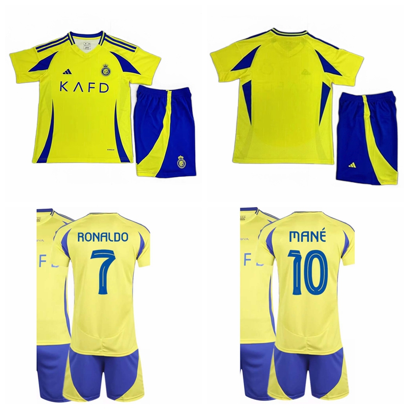 2024-25 Season Al-Nassr FC Home Kids Adult Jersey Set Cristiano Ronaldo CR7 Mane Football Sports ...
