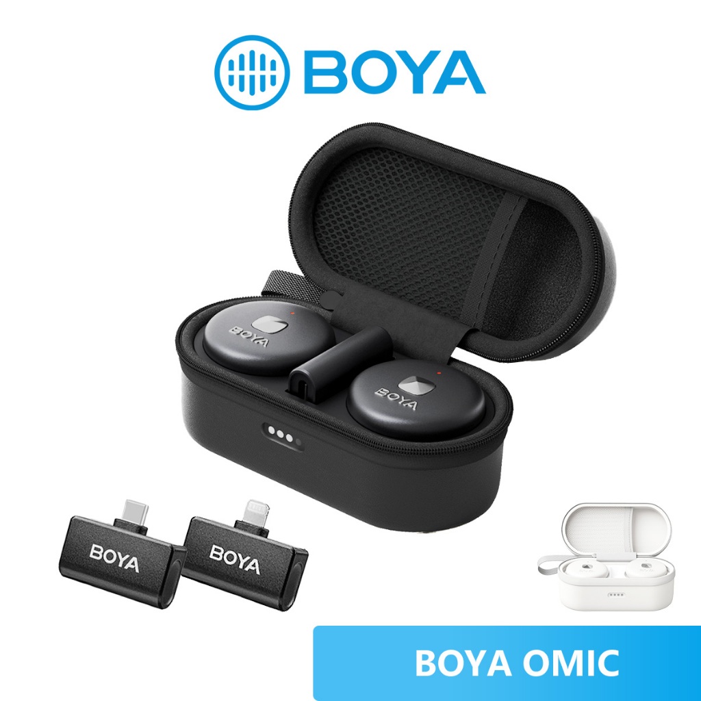 BOYA Omic Series ไมโครโฟนไร้สายแบบ Dual-Channel พร้อมเคสชาร์จสำหรับการ ...