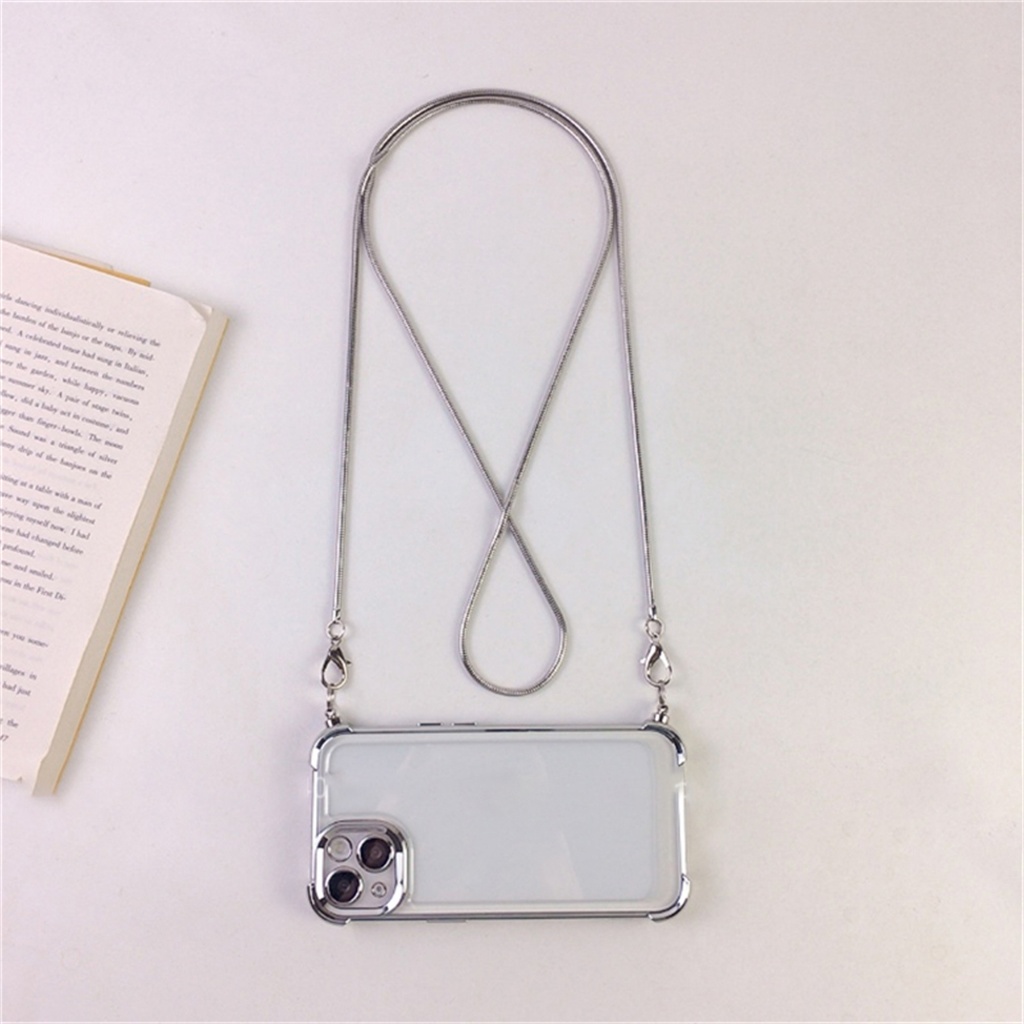 Insเกาหลีเคสโทรศัพท์โปร่งใสเรียบง่ายพร้อมกระดูกงูcrossbody Chain iPhone ...