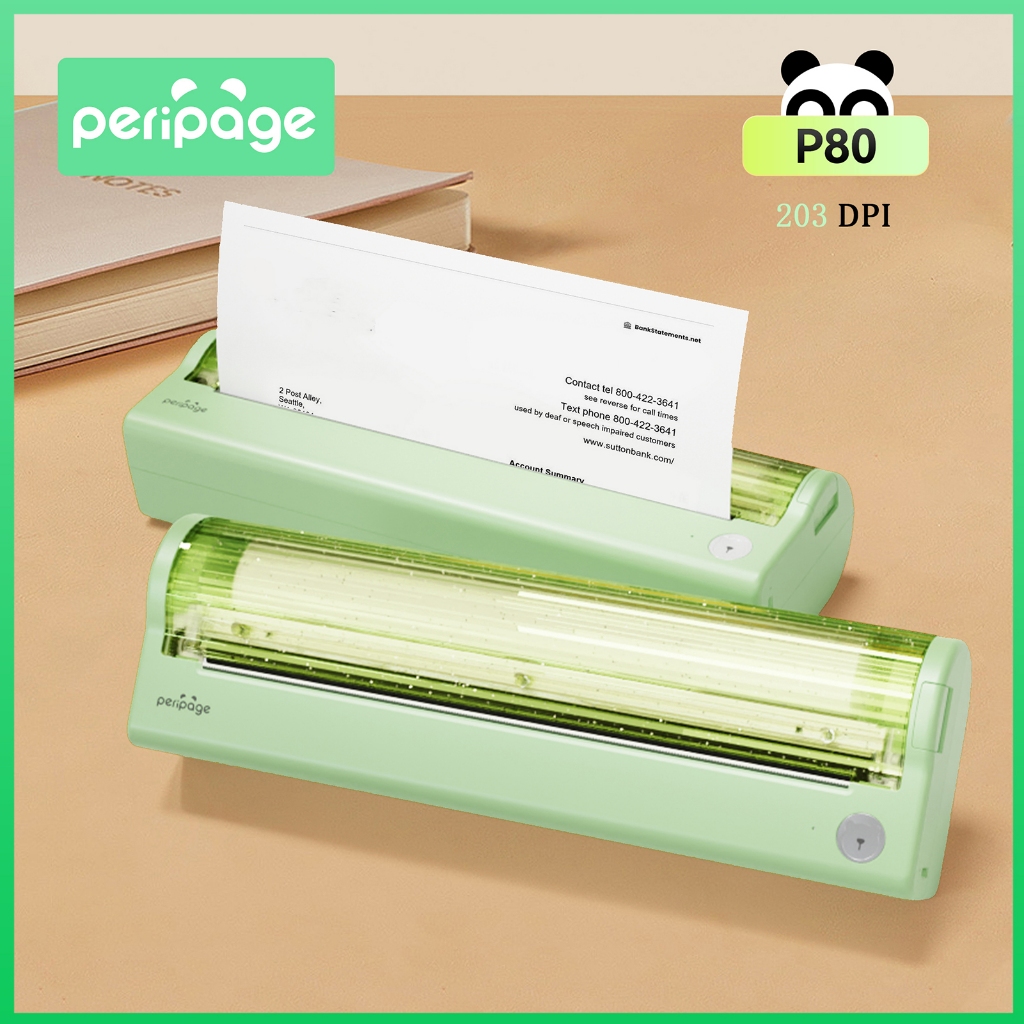 【จัดส่งในพื้นที่】 Peripage P80 203DPI A4 เครื่องพิมพ์กระดาษ Direct ...