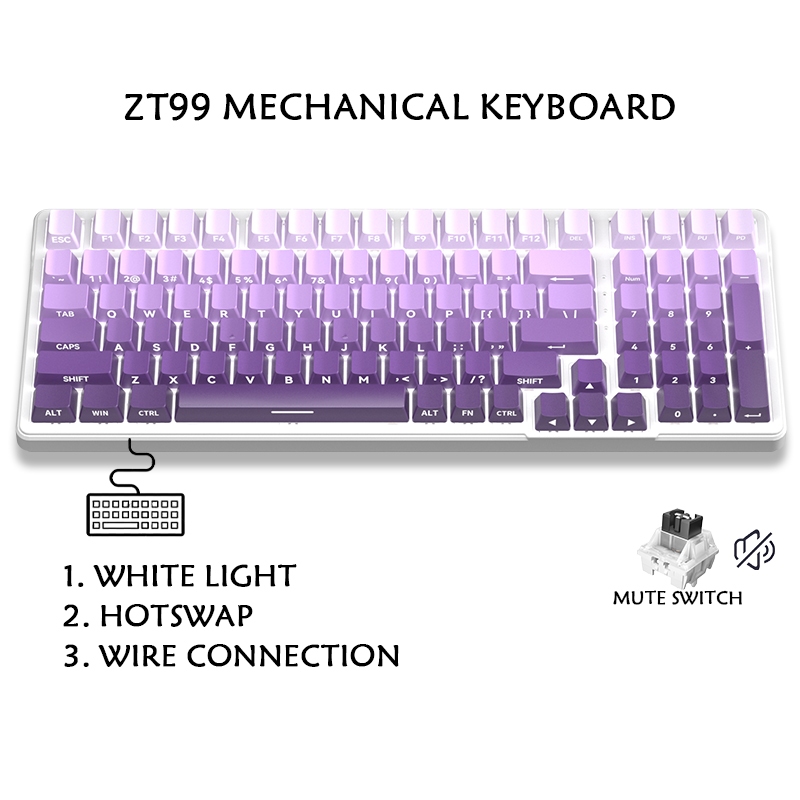 ZIFRIEND ZT99 คีย์บอร์ดเชิงกล Hotswap คีย์บอร์ดเกมมิ่งไร้สายพร้อมไฟ RGB ...